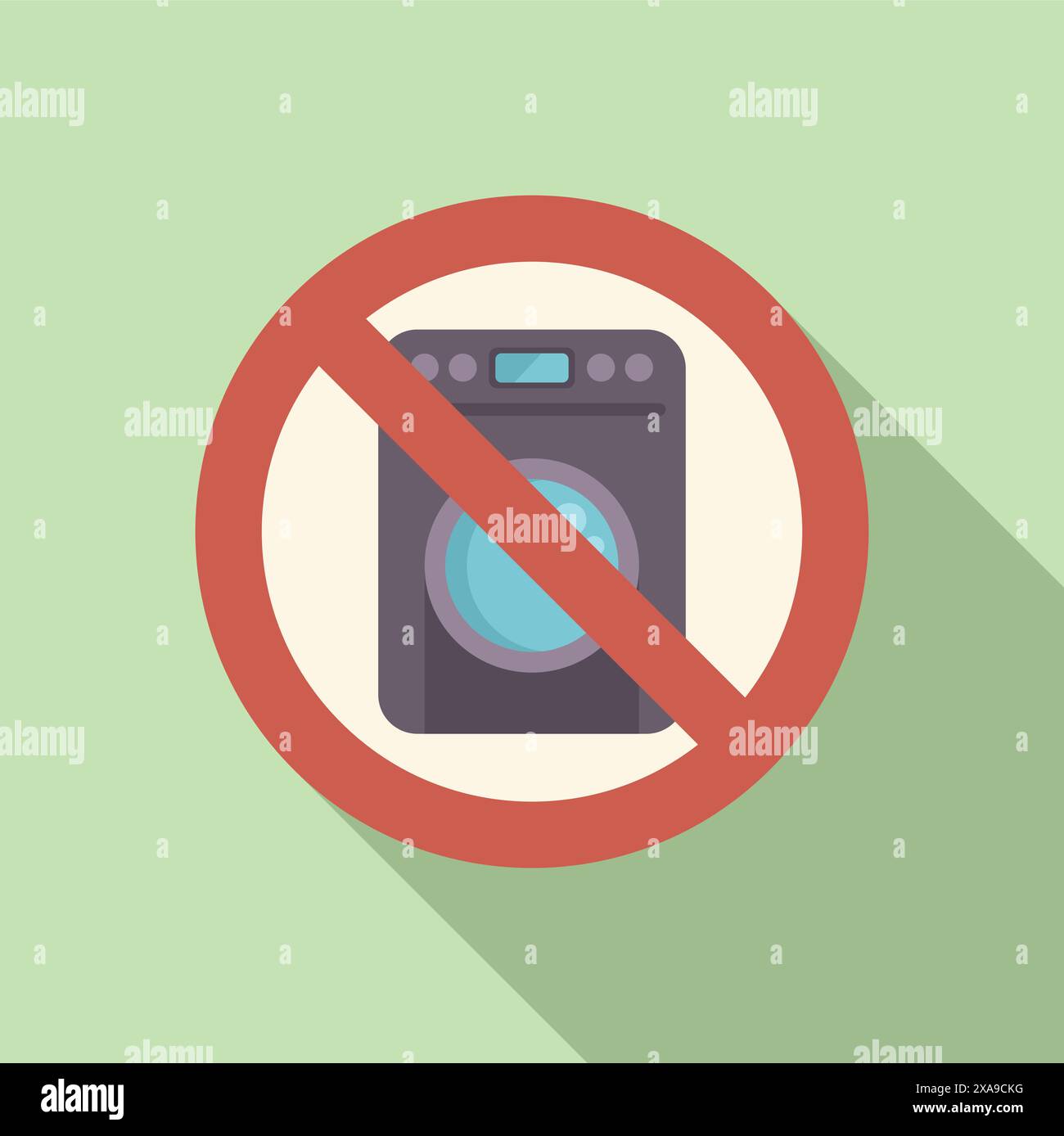 Red circle with a diagonal line over a washing machine representing a ...