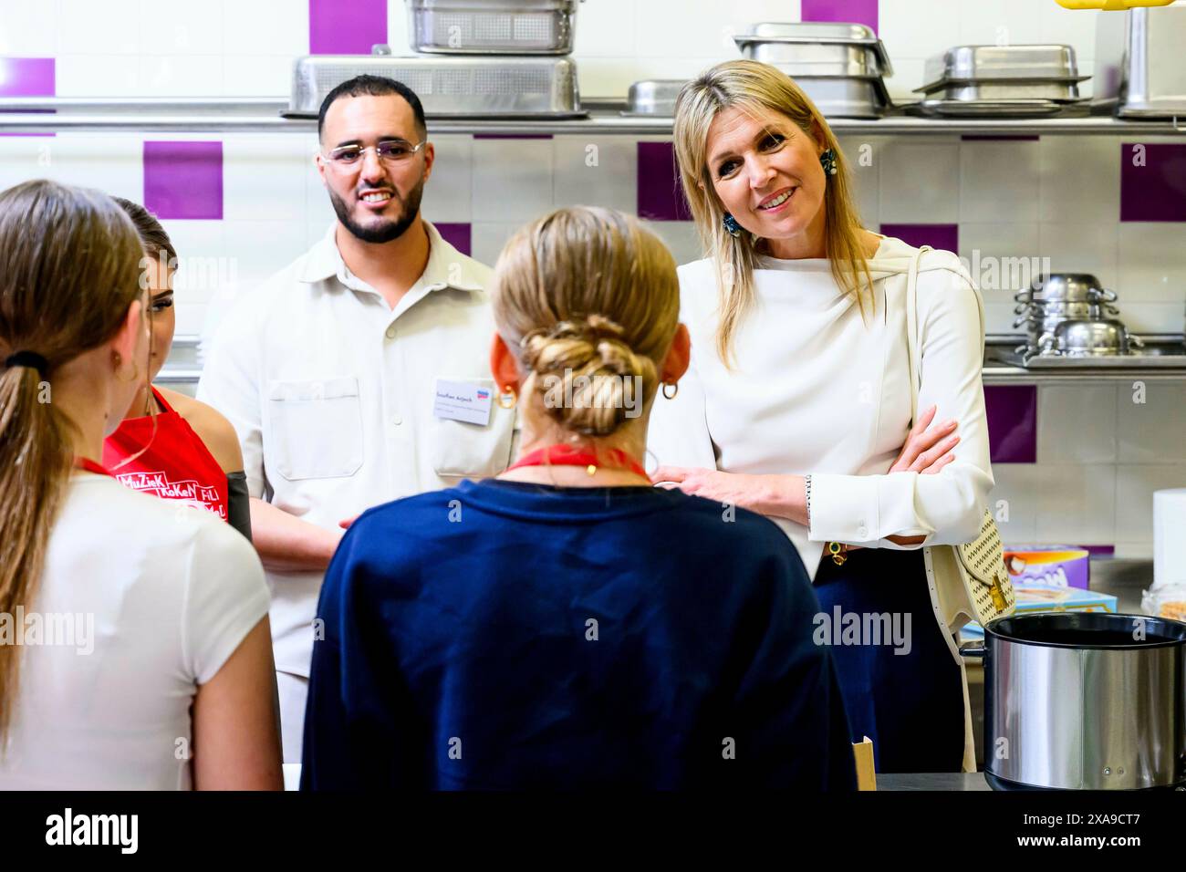 Arnhem 05-06-2024, Queen Maxima visits to flagship school VMBO 't Venster for 'More Art and ...