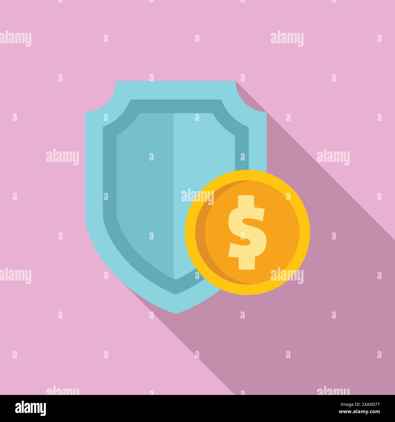 Graphic illustration depicting a shield with a dollar coin, symbolizing ...