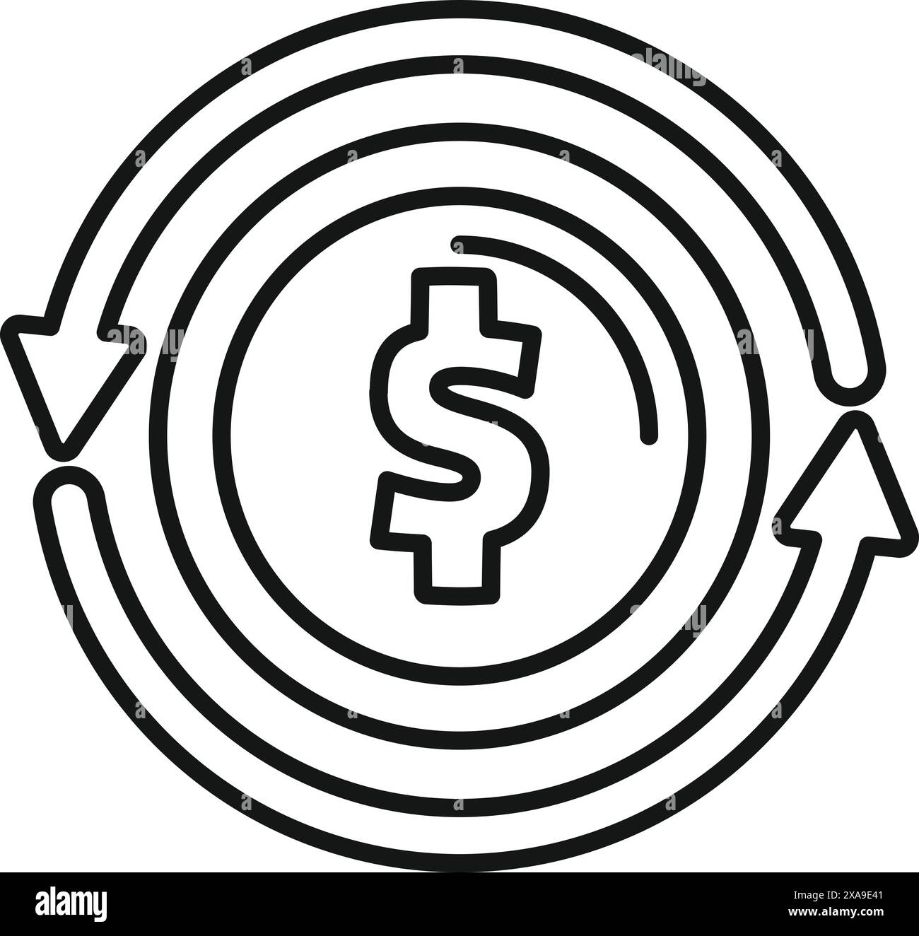 Circular money circulation cycle icon with rotating dollar sign symbol ...