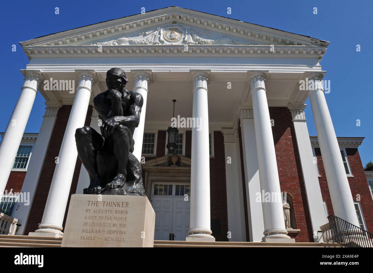An original casting of Auguste Rodin's The Thinker sits in front of ...