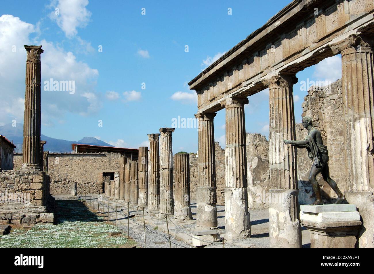 Italy, Pompeii, bronze statue in the Apollo temple which was destroyed ...