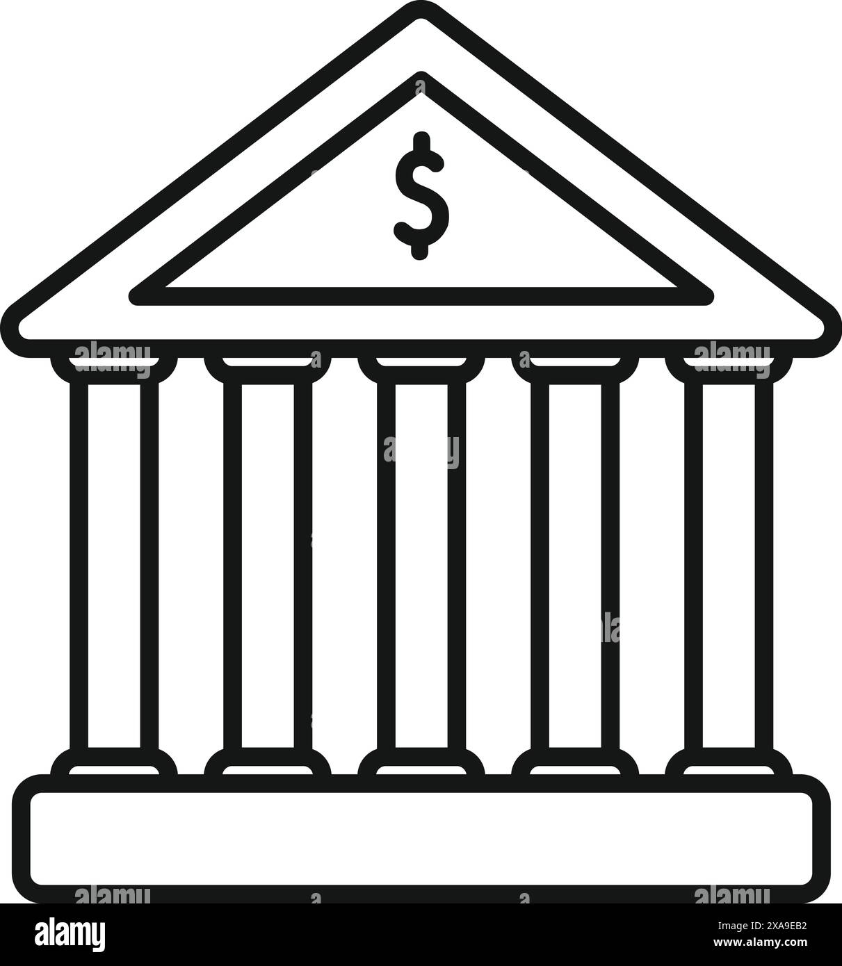 Simple line drawing of a bank building representing savings, loans and ...