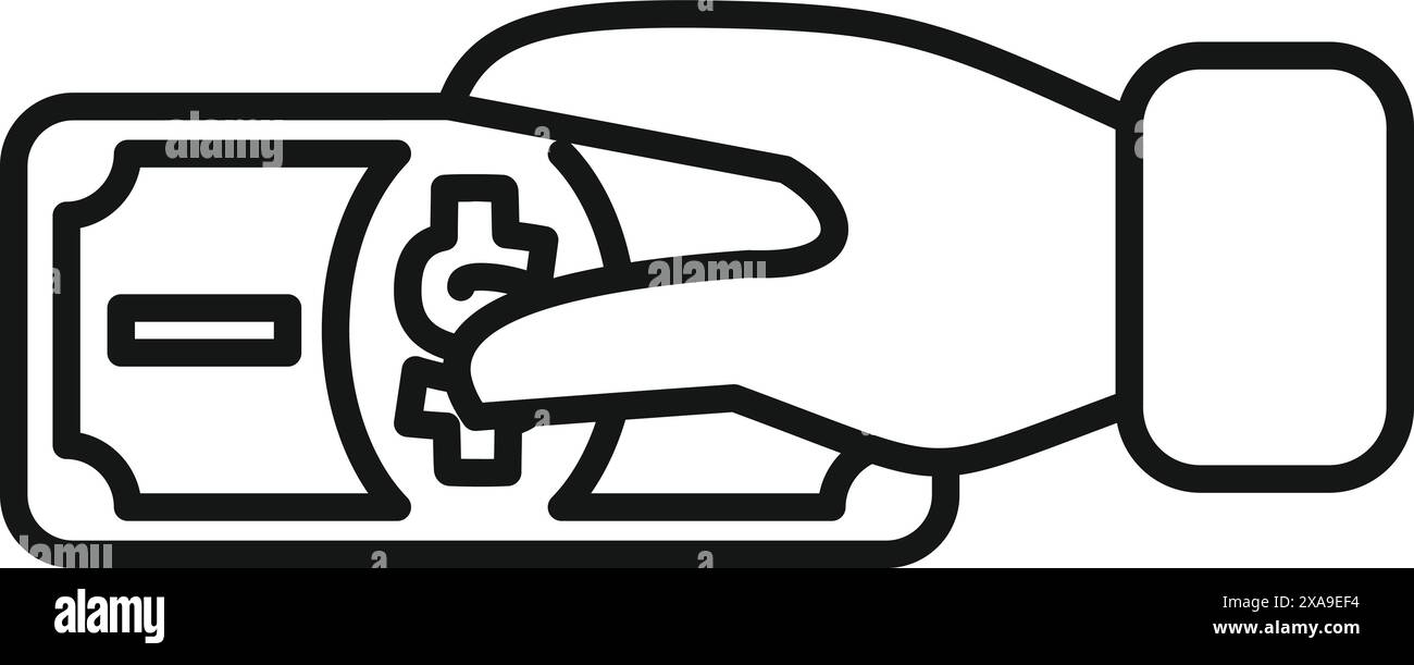 Hand holding banknote payment symbol in flat style illustration on ...