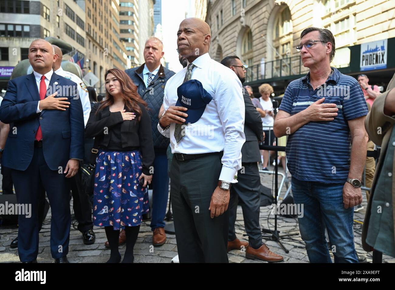 Mayor Eric Adams delivers remarks at flag-raising ceremony for Puerto ...