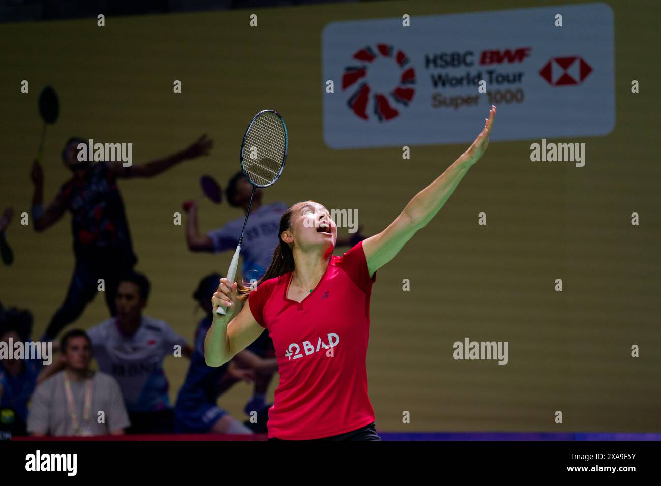 Anne Tran of France in action during the womens doubles match on day ...