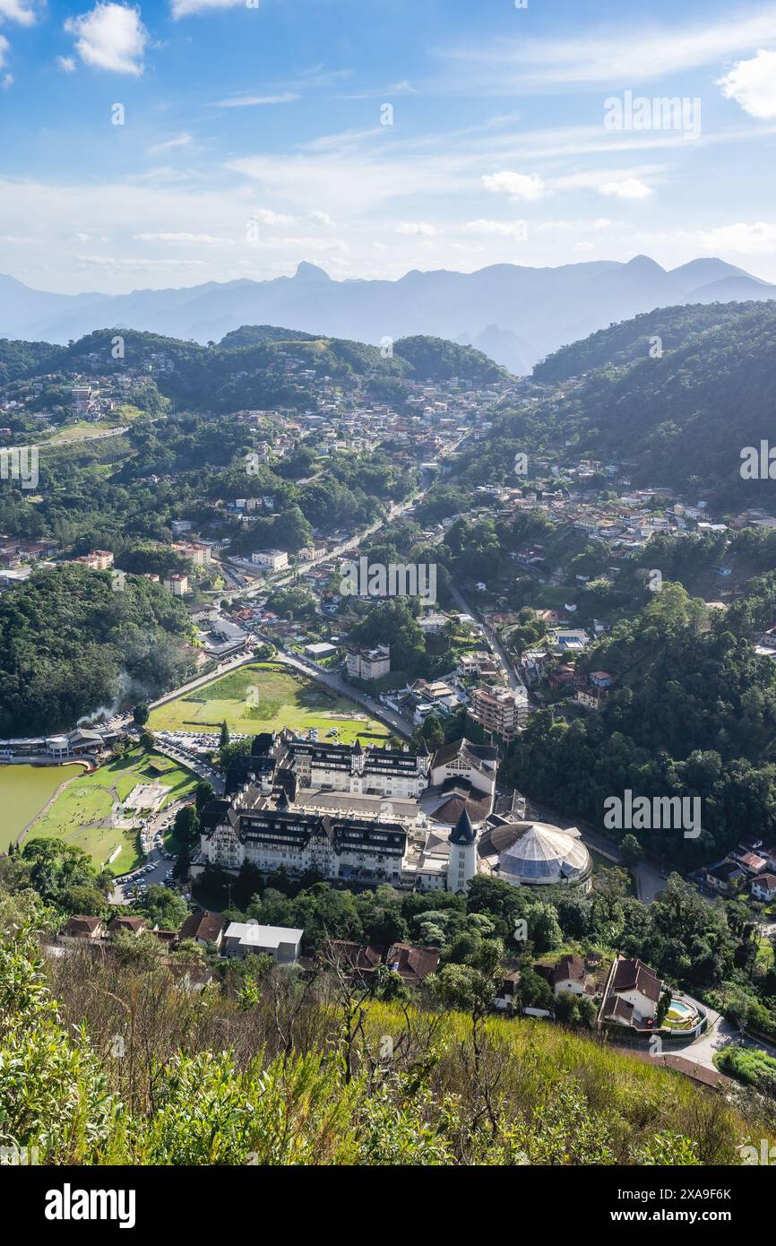 View from Petropolis with a the from above, with the Quitandinha Palace ...