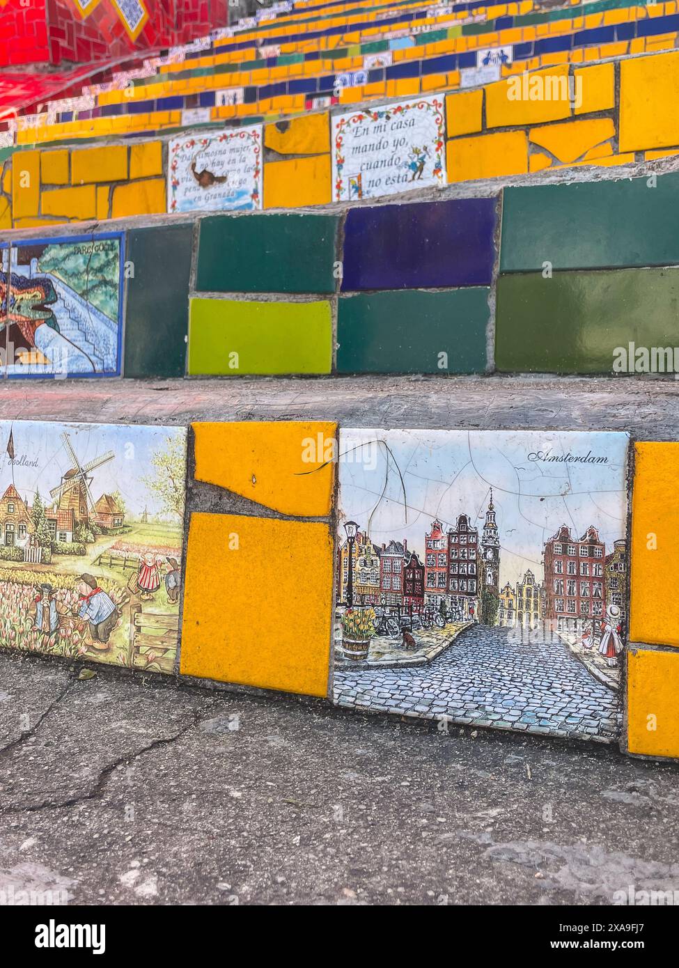 Escadaria Selarón. Beautiful stairs with hand-painted tiles in Lapa ...