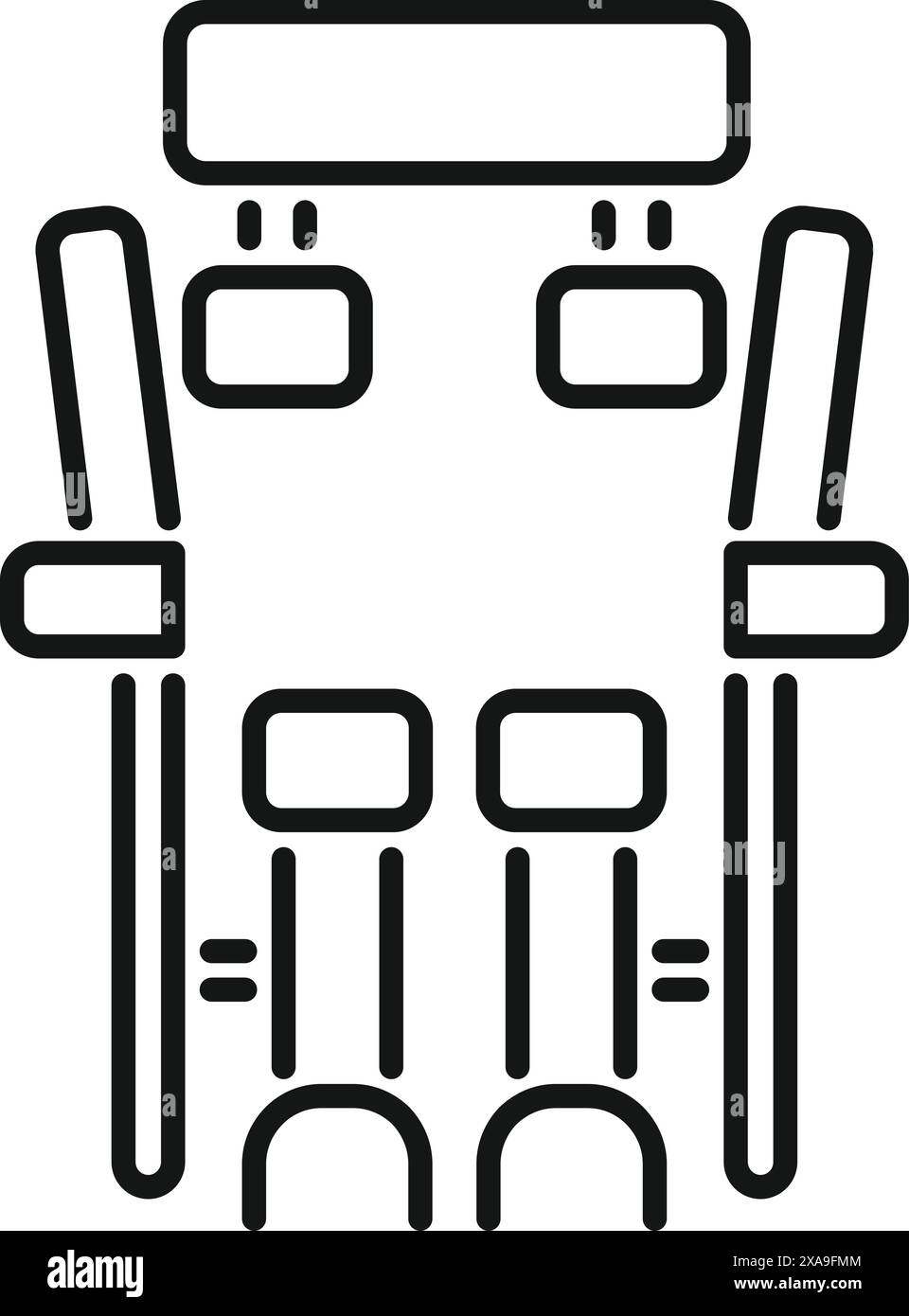 Simple icon depicting the inside of a ski bus with mounted skis and a ...