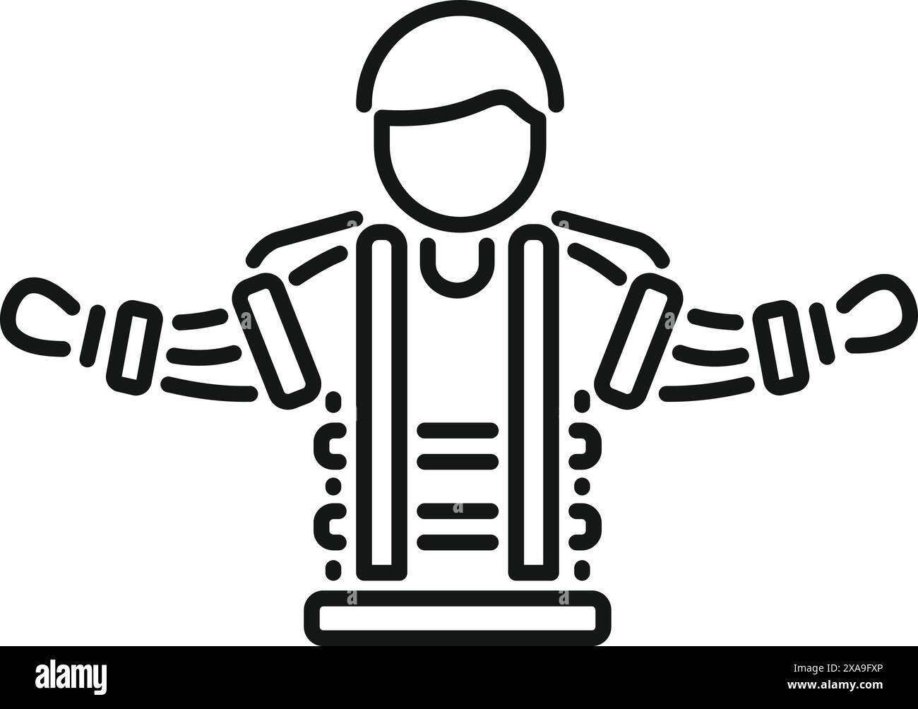 Man wearing a full body exoskeleton suit, giving him enhanced strength ...