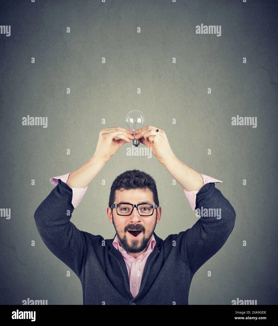 Man light bulb above head hi-res stock photography and images - Alamy