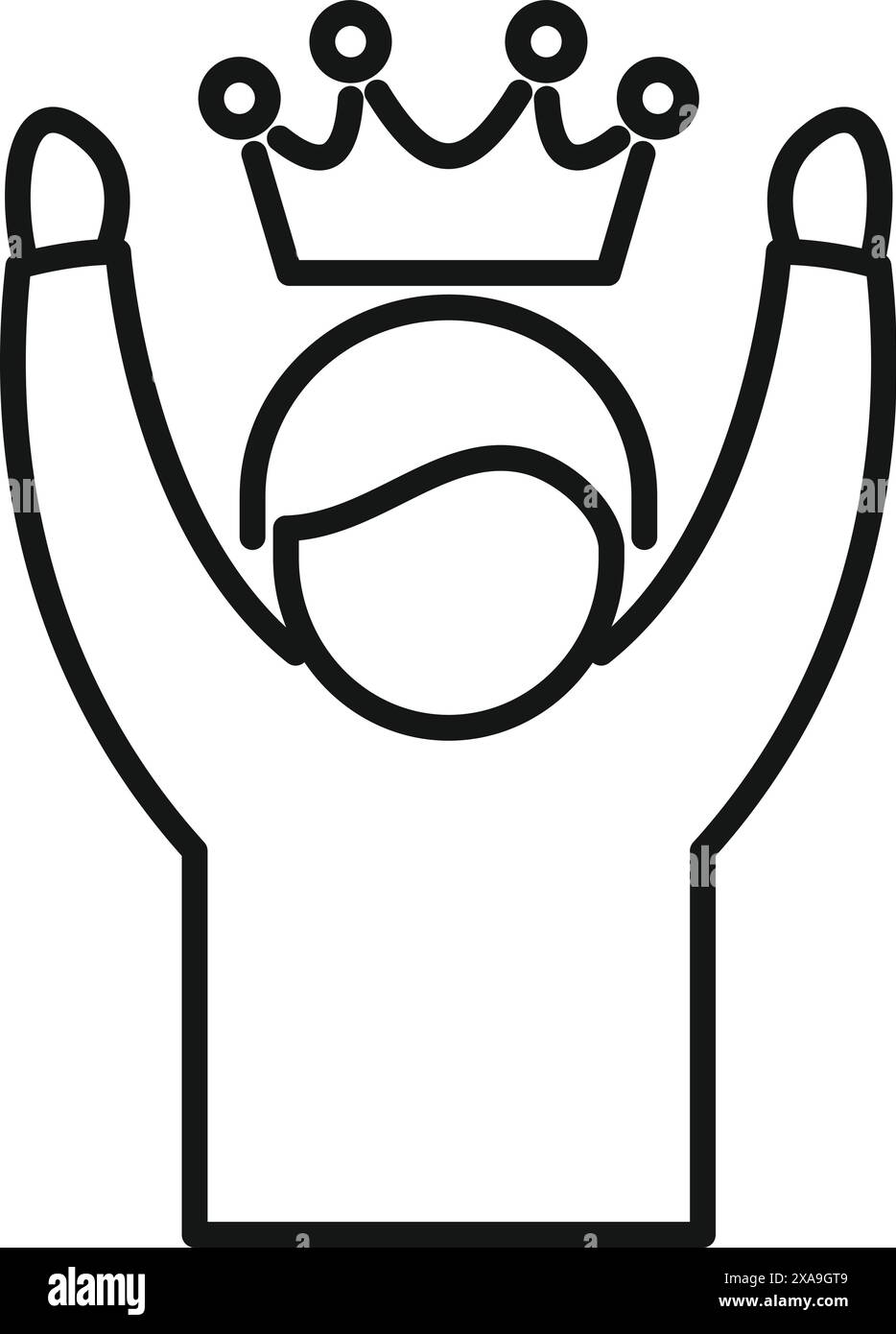Simple icon of a person celebrating with their hands in the air and a ...