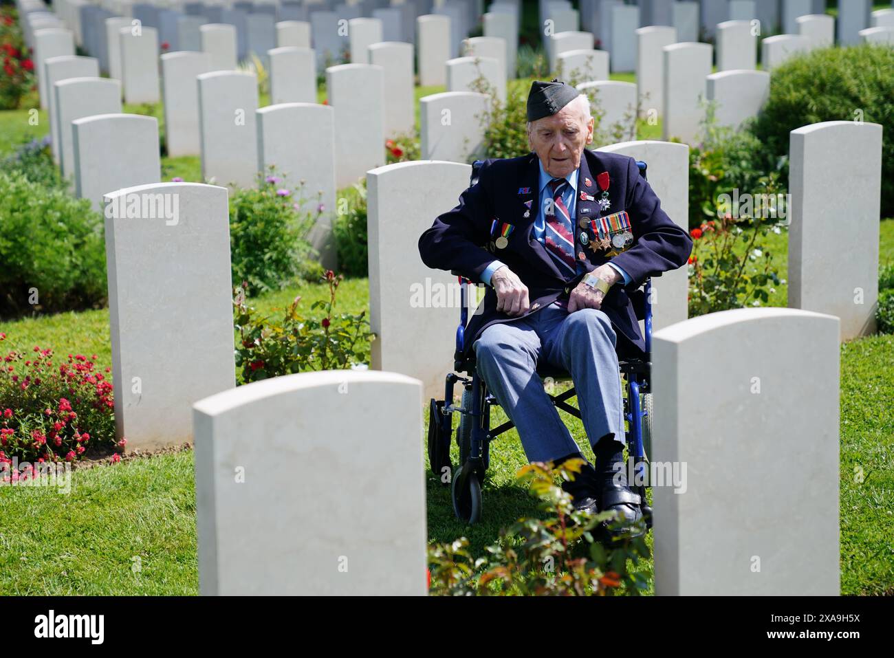 Bernard Morgan, 100, a veteran from Cheshire, visits the Bayeux War ...