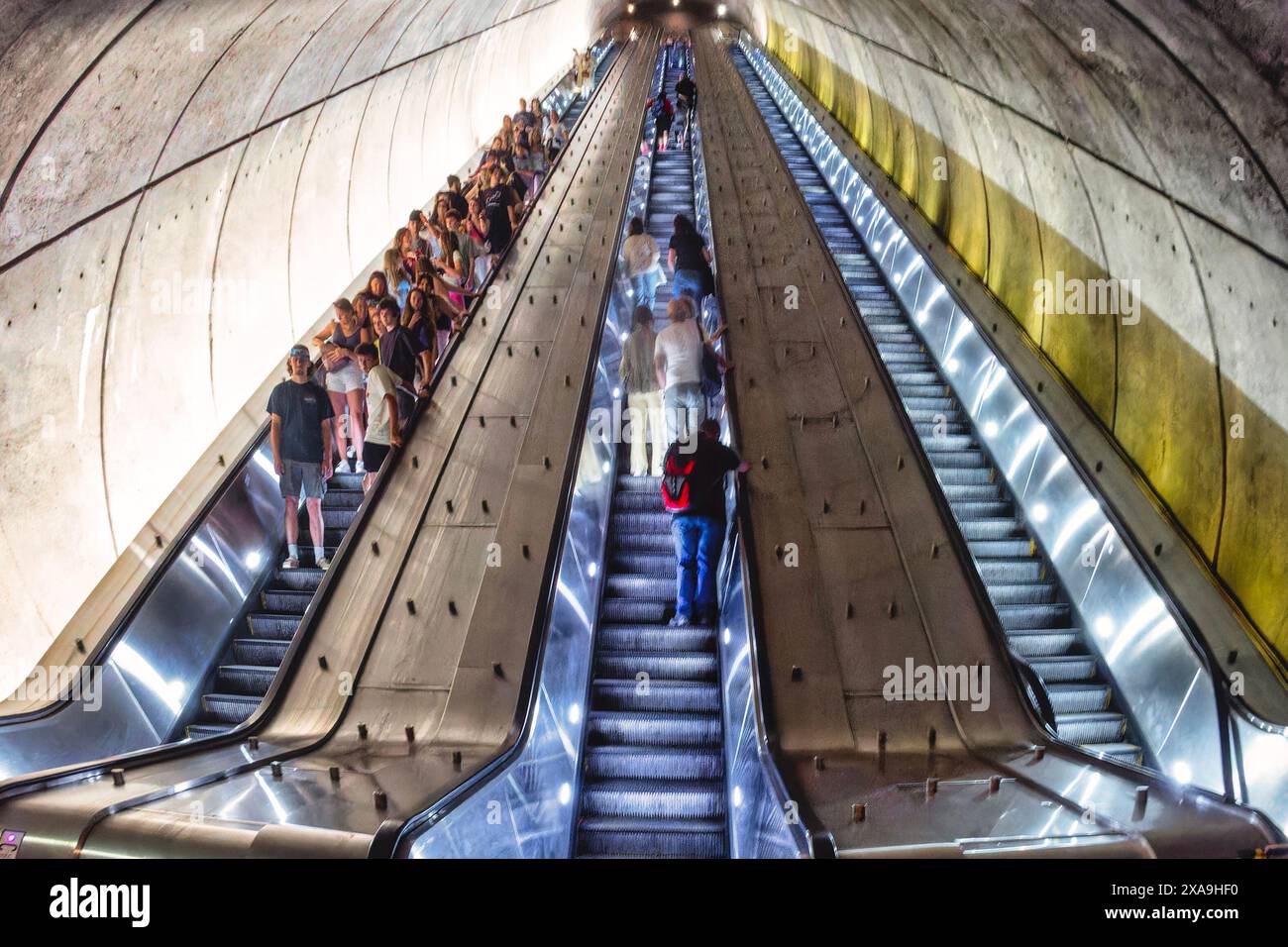 Up and down the escalator at the Woodley Park Metro station in ...