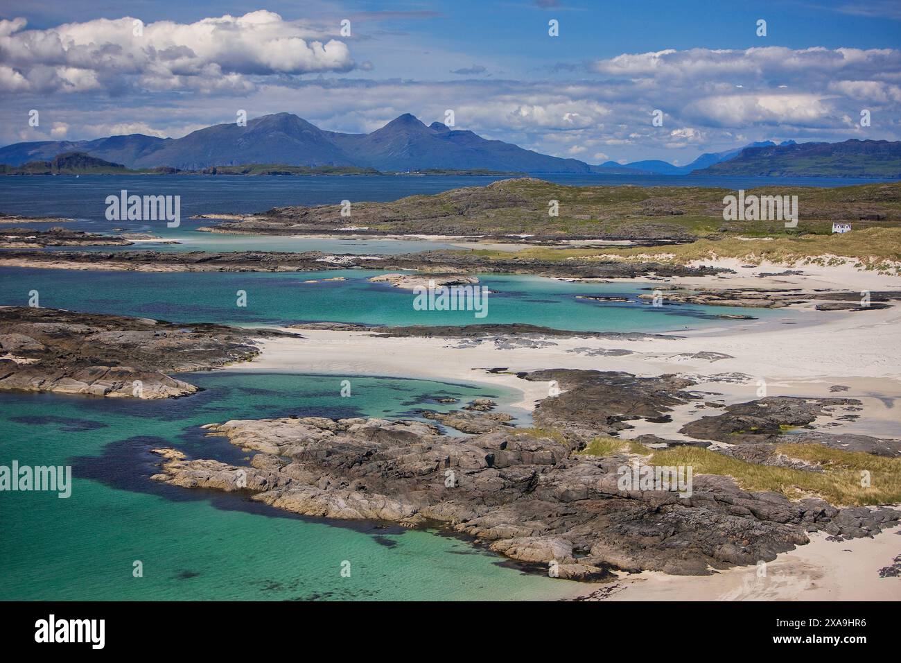 The island of Rum from across Sanna Bay, Ardnamurchan, West Highlands ...