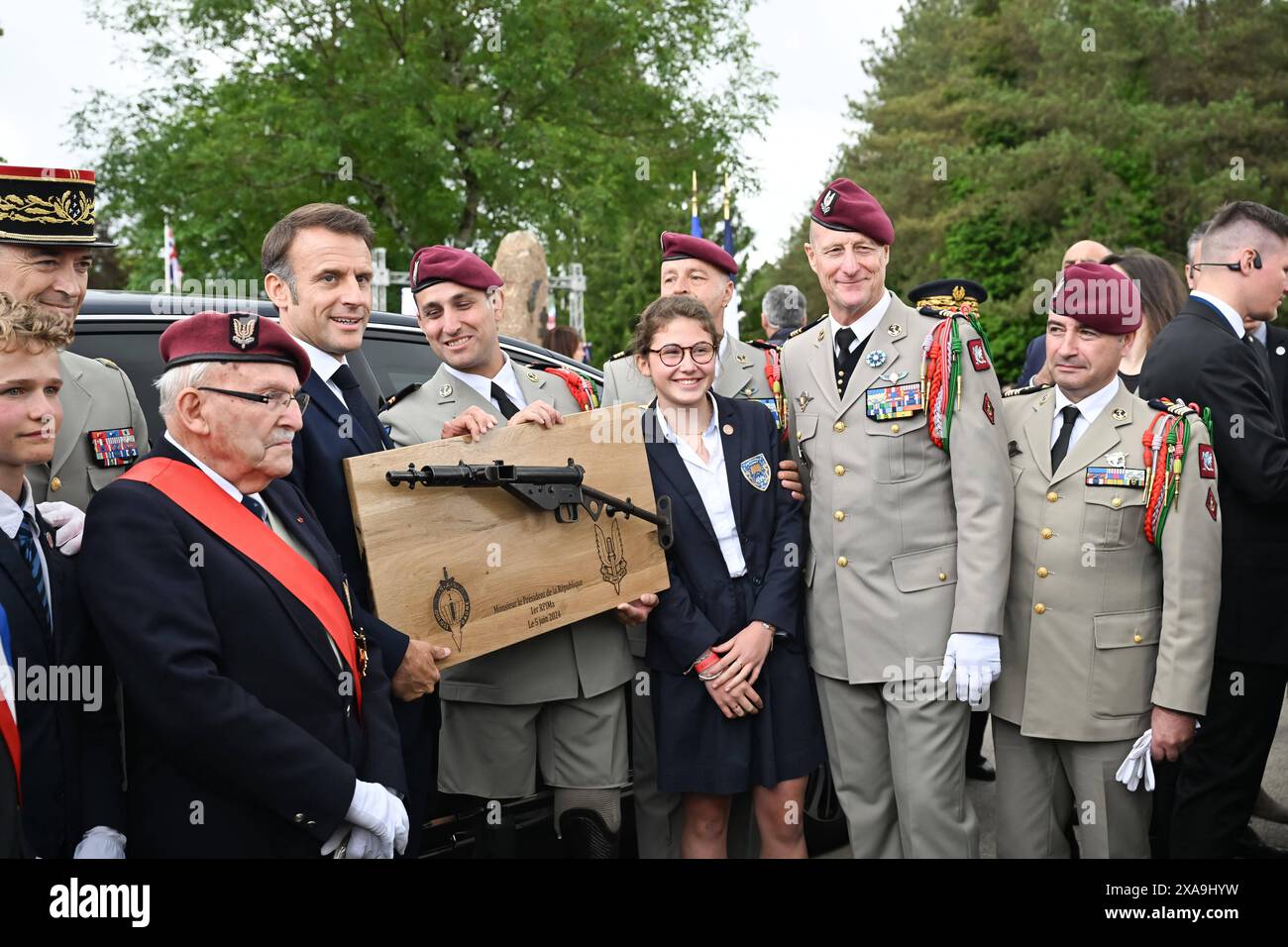 Plumelec, France. 05th June, 2024. Achille Muller and French President ...