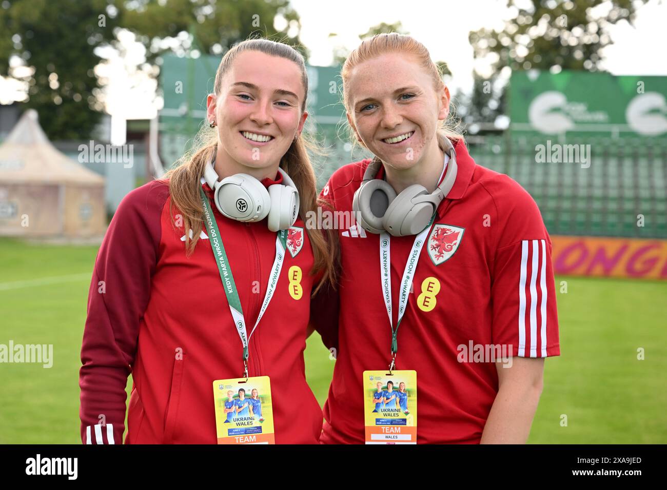 POZNAN, POLAND - 04 JUNE 2024: Wales' Carrie Jones and Wales' Ceri ...