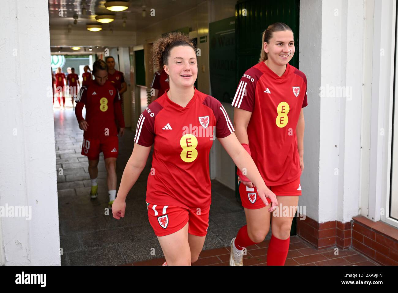 POZNAN, POLAND - 04 JUNE 2024: Wales' Mary McAteer and Wales' Alice ...