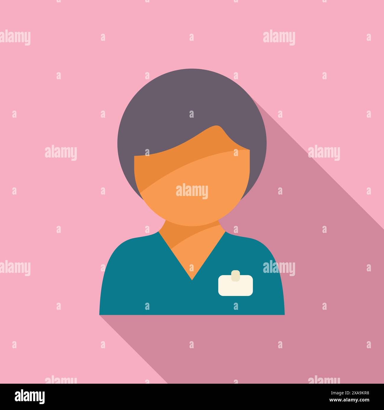 Simple icon of a female nurse wearing scrubs with a name tag Stock ...
