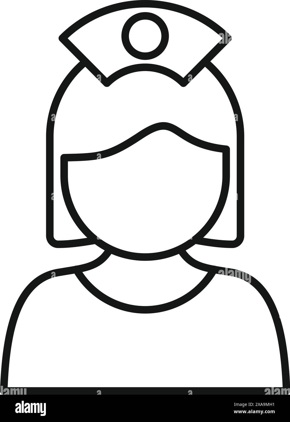 Simple icon of a healthcare worker wearing a traditional nurse's hat ...