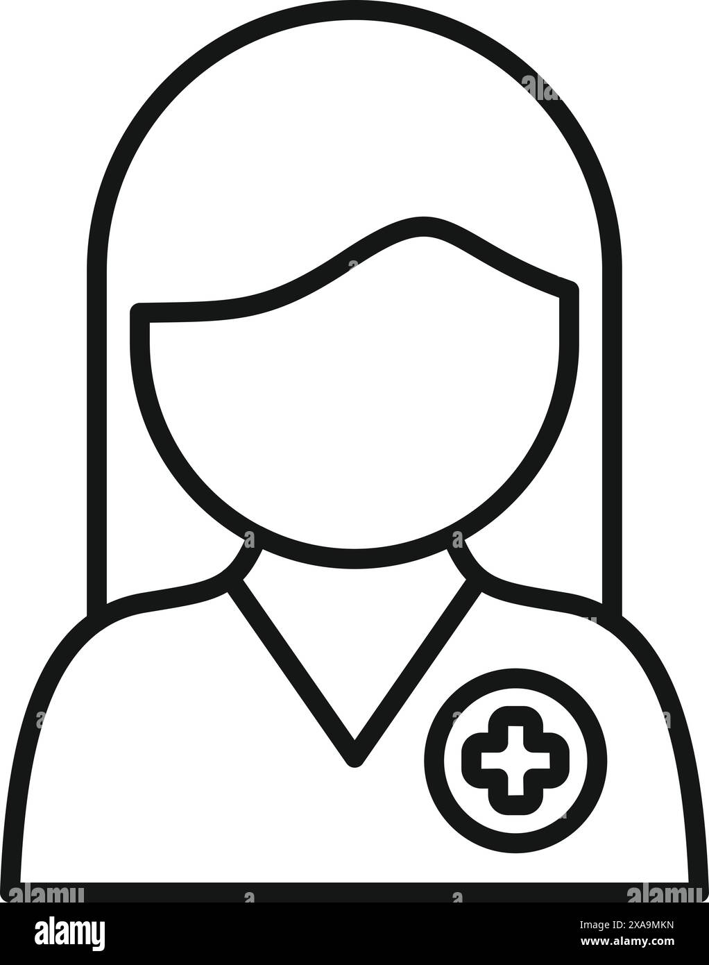 Simple icon of a female medical professional, wearing a lab coat with a ...