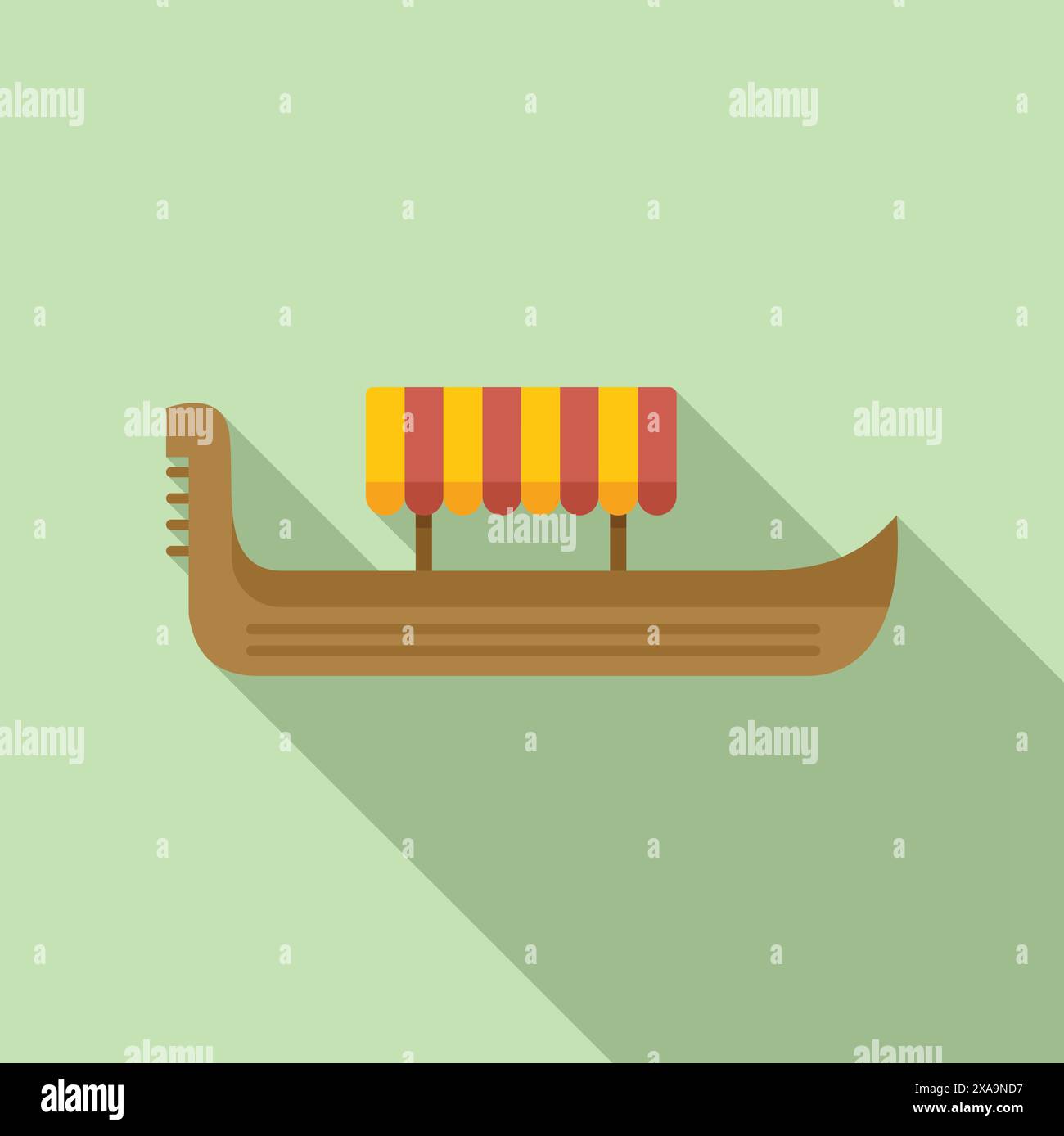 Illustrating a gondola floating peacefully on canal water, awaiting ...