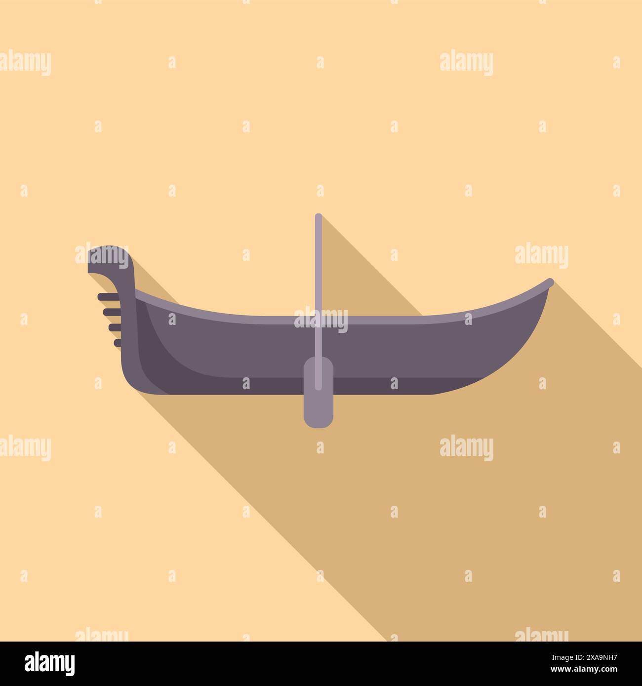 Simple, elegant vector illustration of a venetian gondola, casting a ...