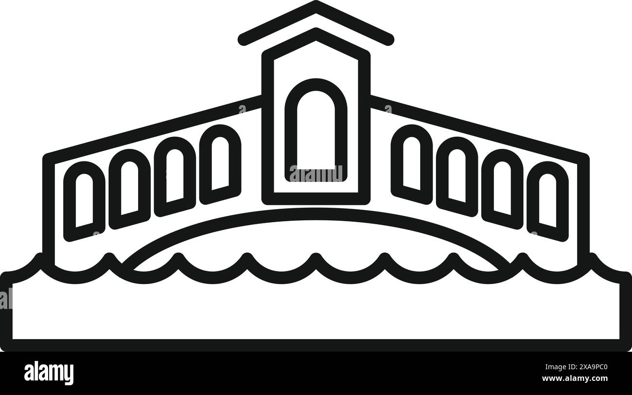 Arched bridge crossing over water with building at its center Stock ...