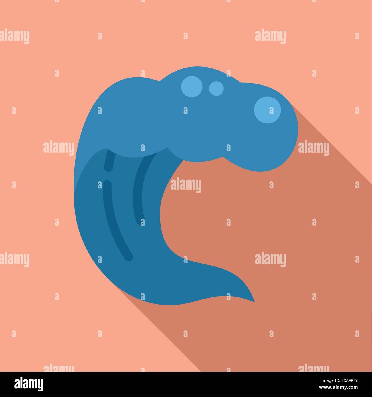 Minimalist vector illustration of a big blue wave rising upwards Stock ...