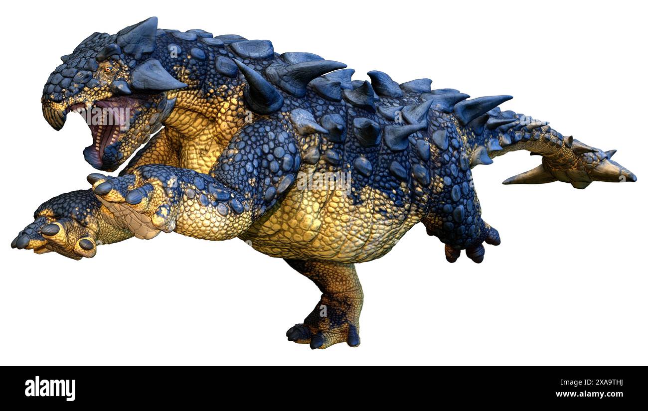 3D rendering of a dinosaur Ankylosaurus isolated on white background ...