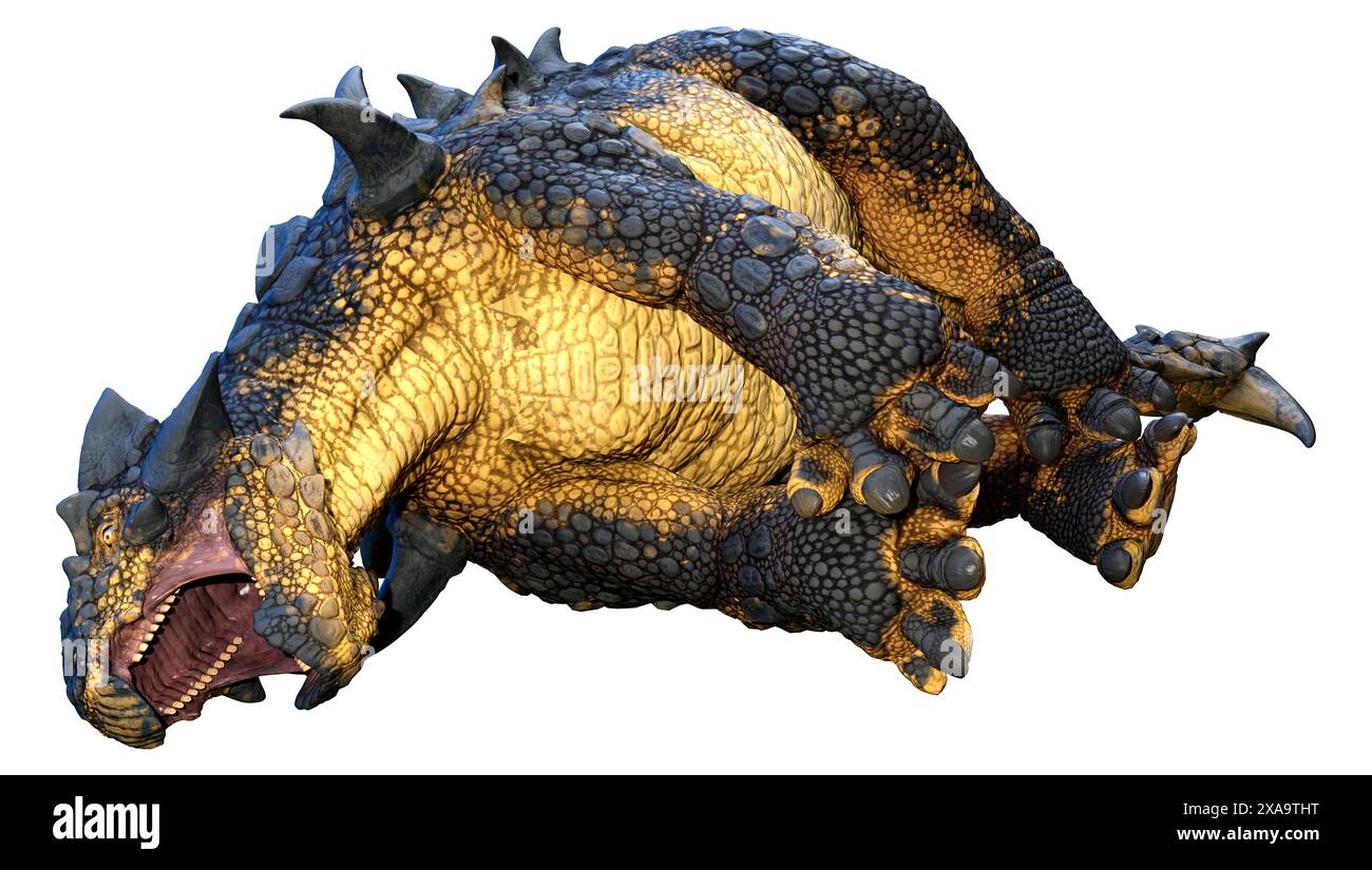 3D rendering of a dinosaur Ankylosaurus isolated on white background ...