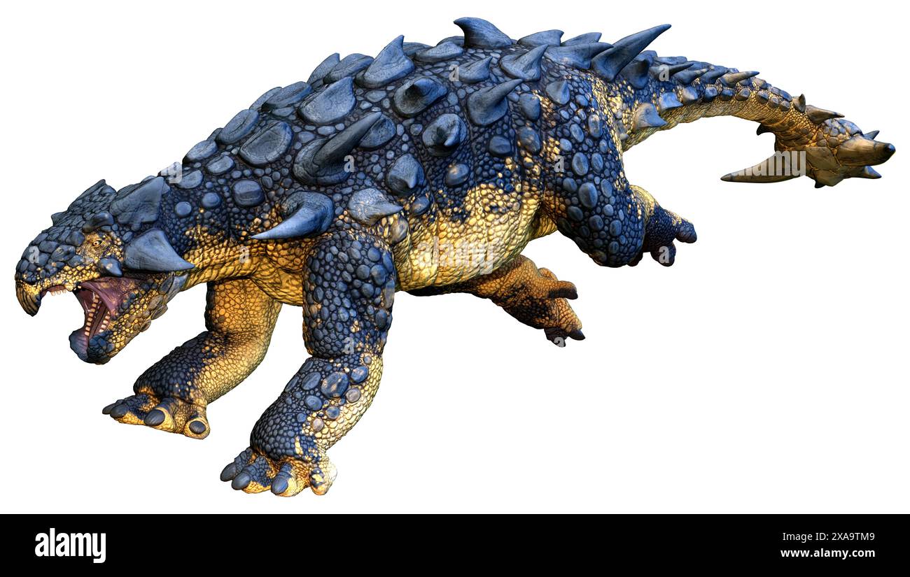3D rendering of a dinosaur Ankylosaurus isolated on white background ...