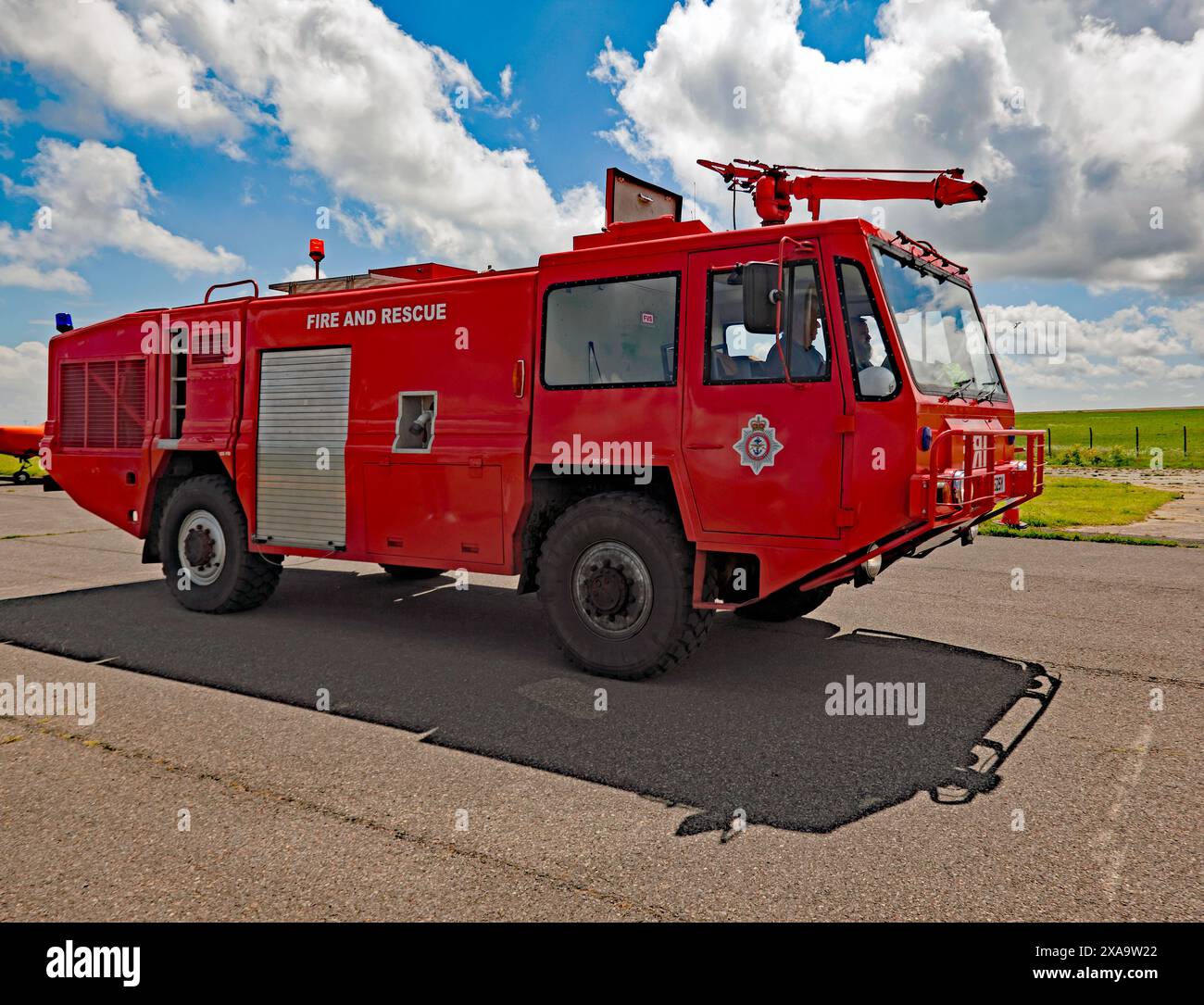 View of a Red, 1983, Scammell, Airport, Fire and Rescue Vehicle, being ...