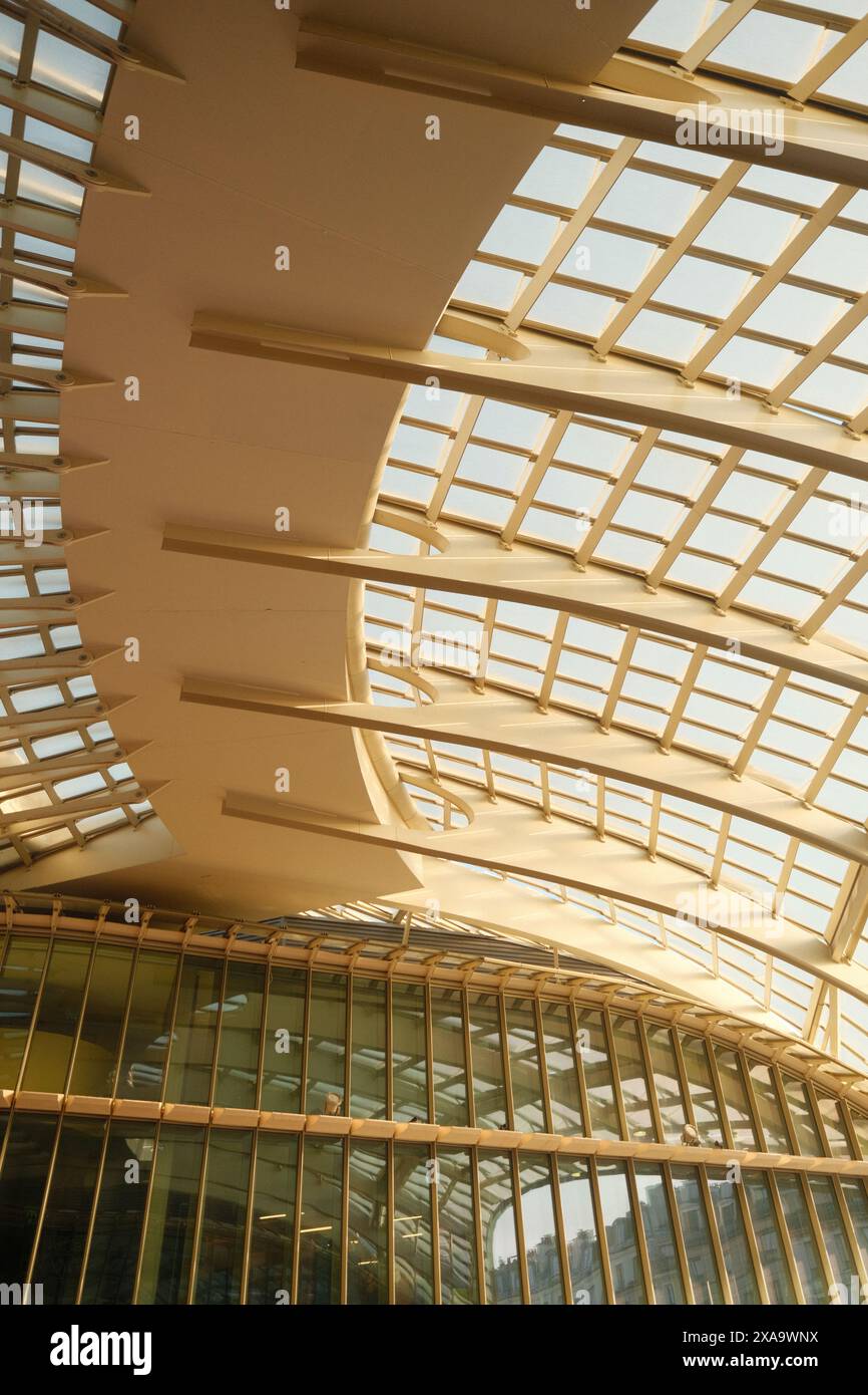 Ceiling with multiple windows and wooden beams in the center Stock ...