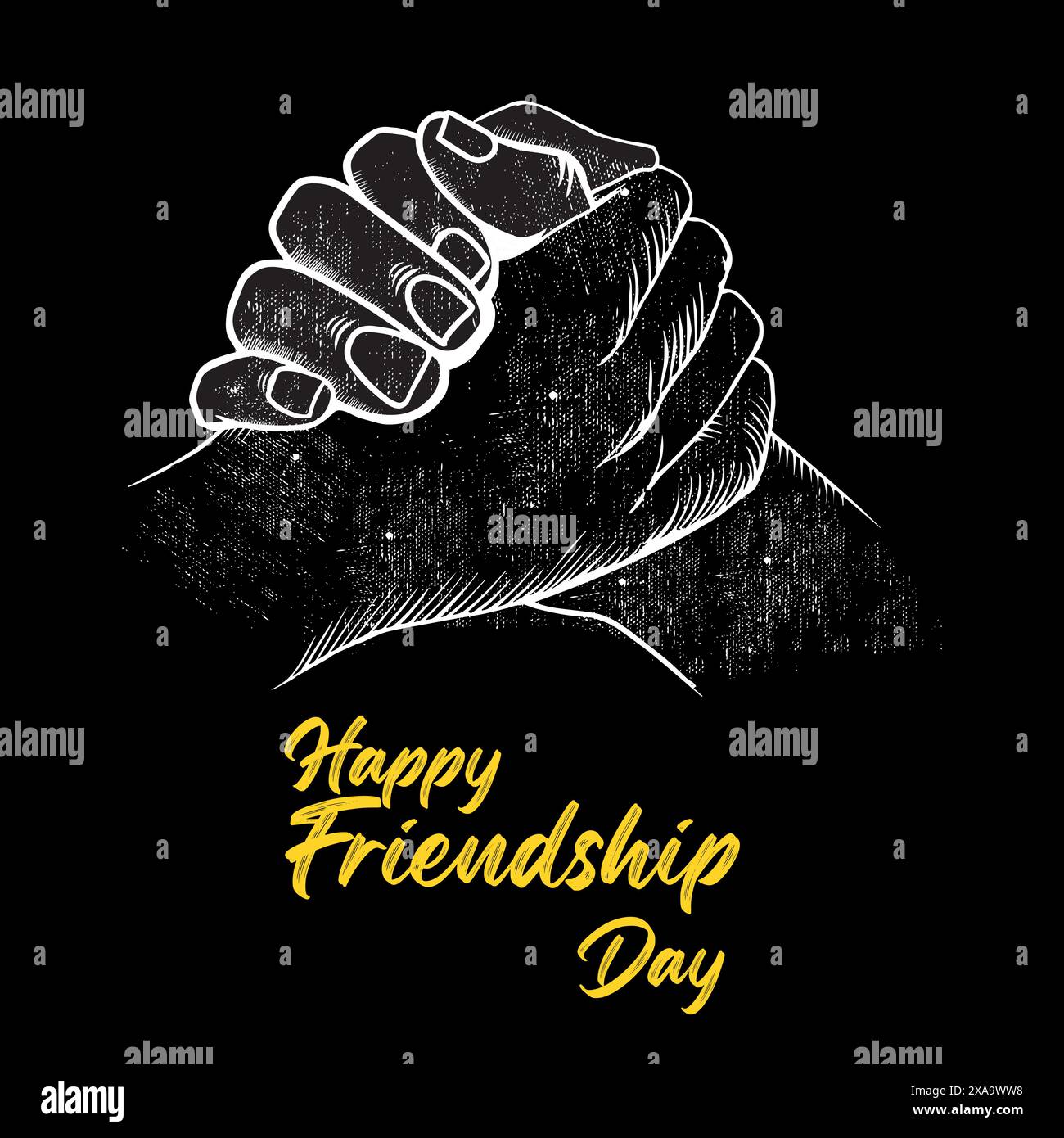 Happy friendship day, design background with hand shake silhouette and ...