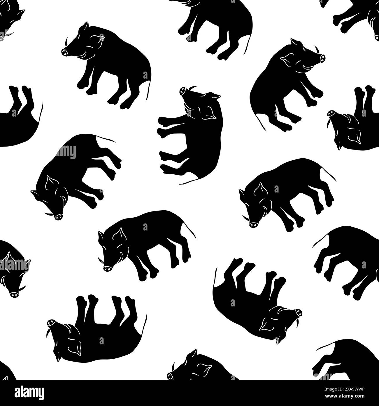 Vector isolated illustration of pattern with wild boars Stock Vector ...