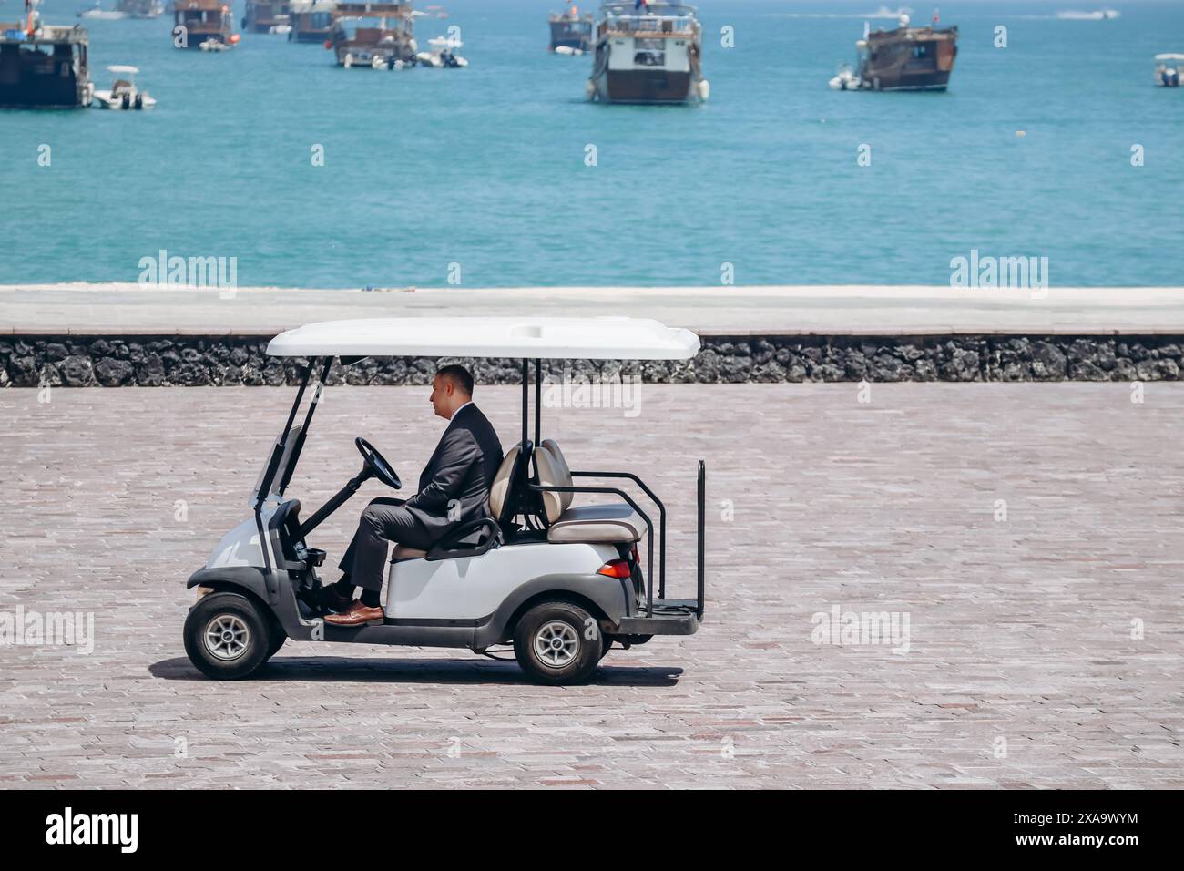 Doha, Qatar - 1 May 2024: Service electric car in Katara Cultural ...