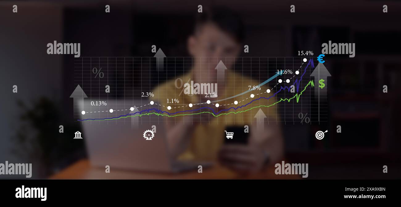 economic concepts. business investment graphs with arrows and ...
