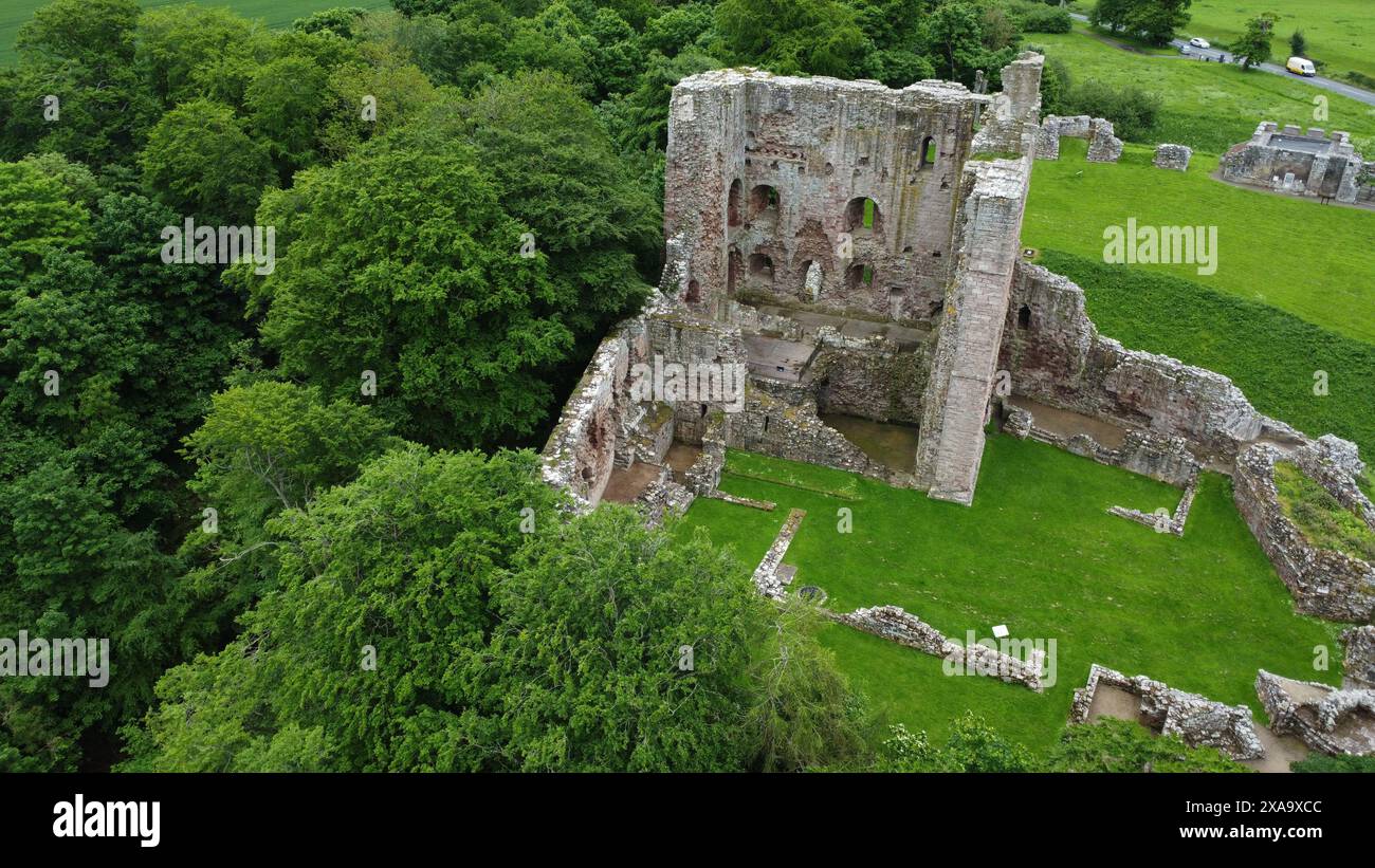 Ruins of Norham Castle overlooking the River Tweed, Northumberland ...