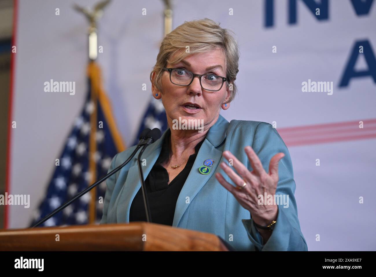 Energy Secretary Jennifer Granholm holds a press conference to make a ...