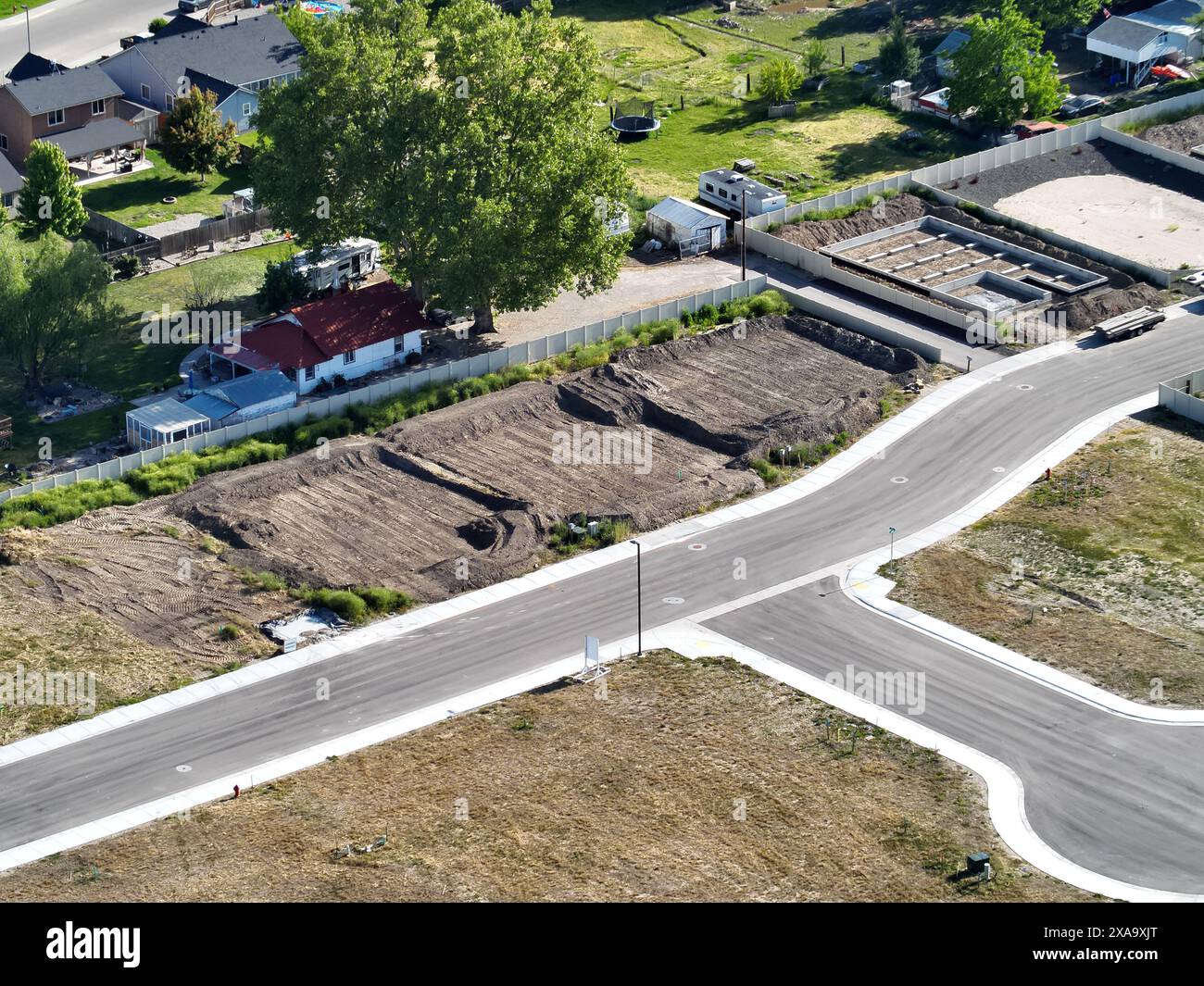 Aerial view of a house construction site captured from a plane Stock ...