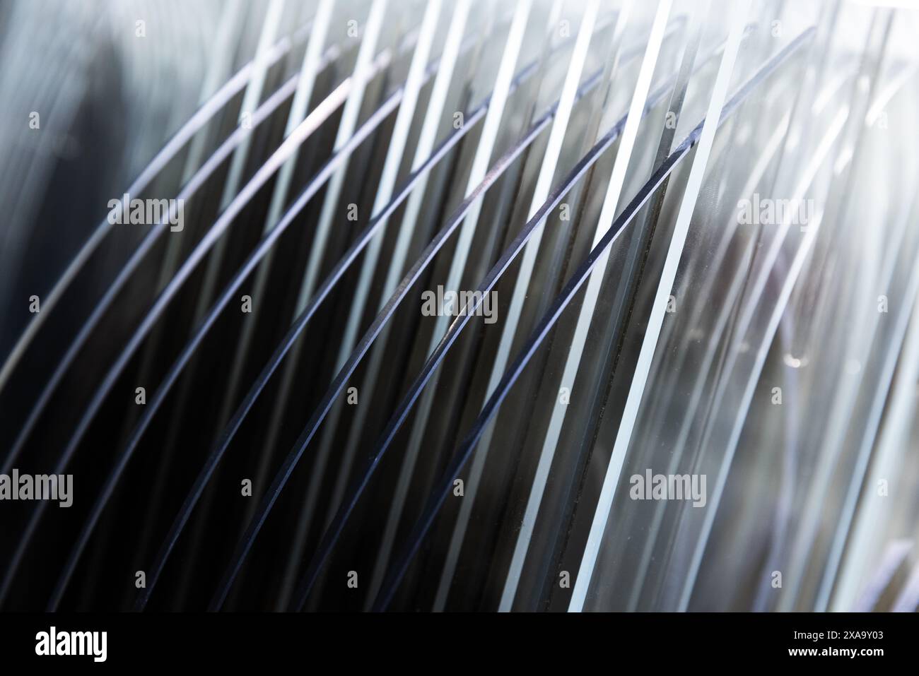 Abstract glass installation, layered transparent structure made of ...