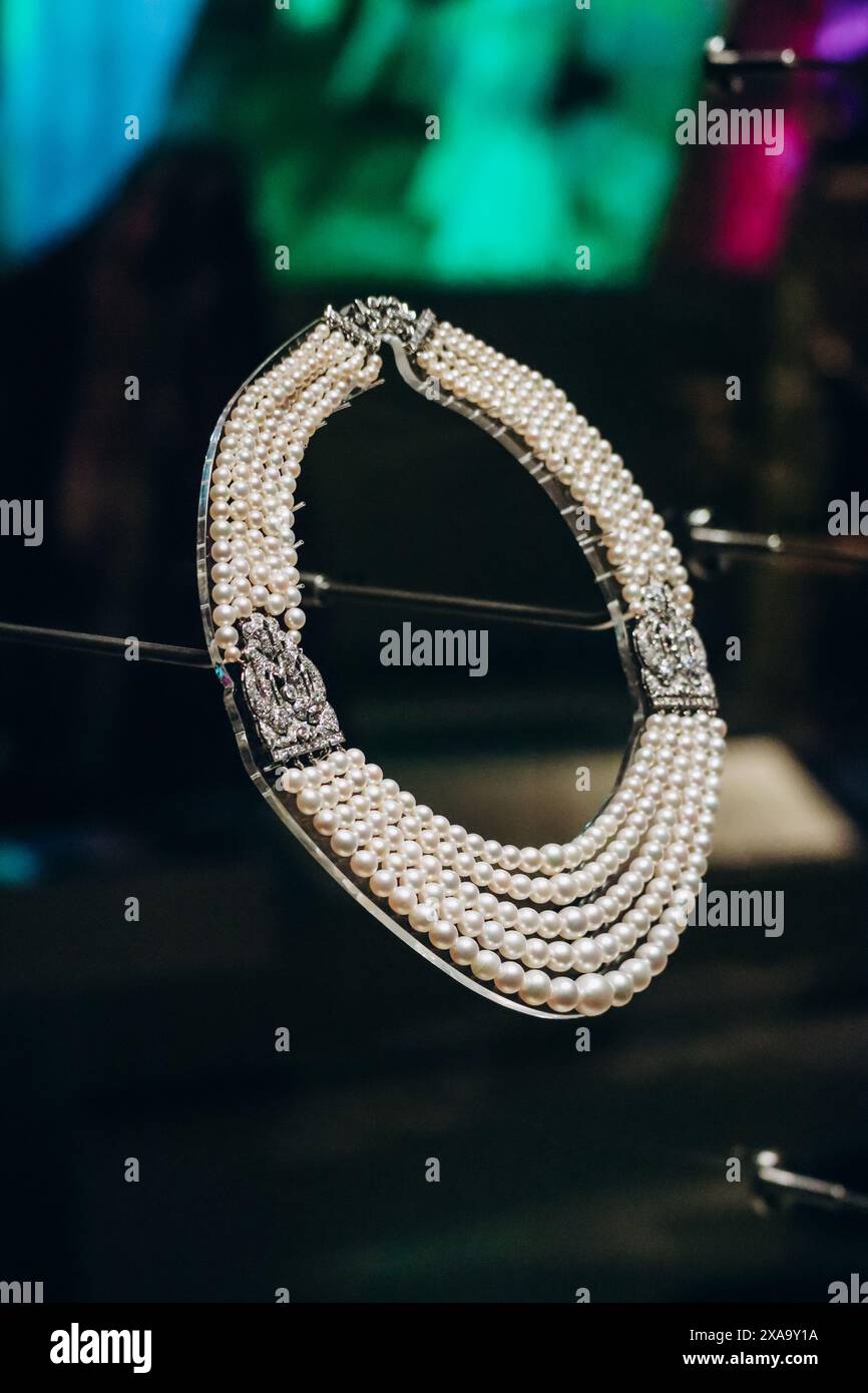 Doha, Qatar - 1 May 2024: Jewelry made from natural pearls from Qatar ...