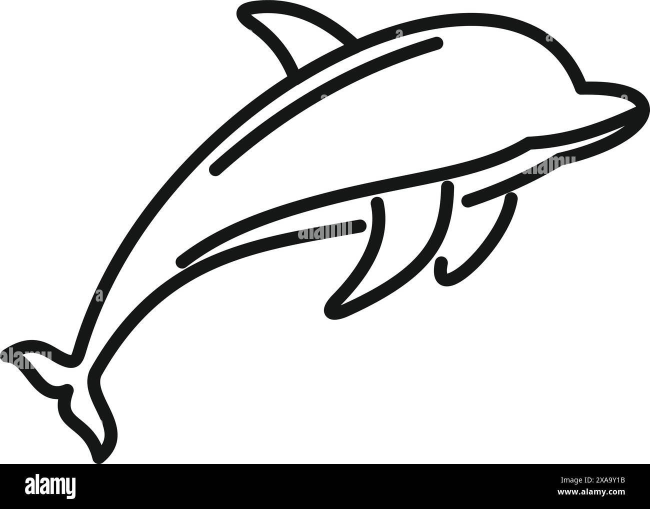 Simple line art drawing of a dolphin leaping from the water Stock ...