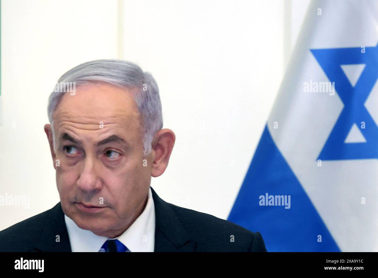 Israeli Prime Minister Benjamin Netanyahu chairs a Cabinet meeting at ...