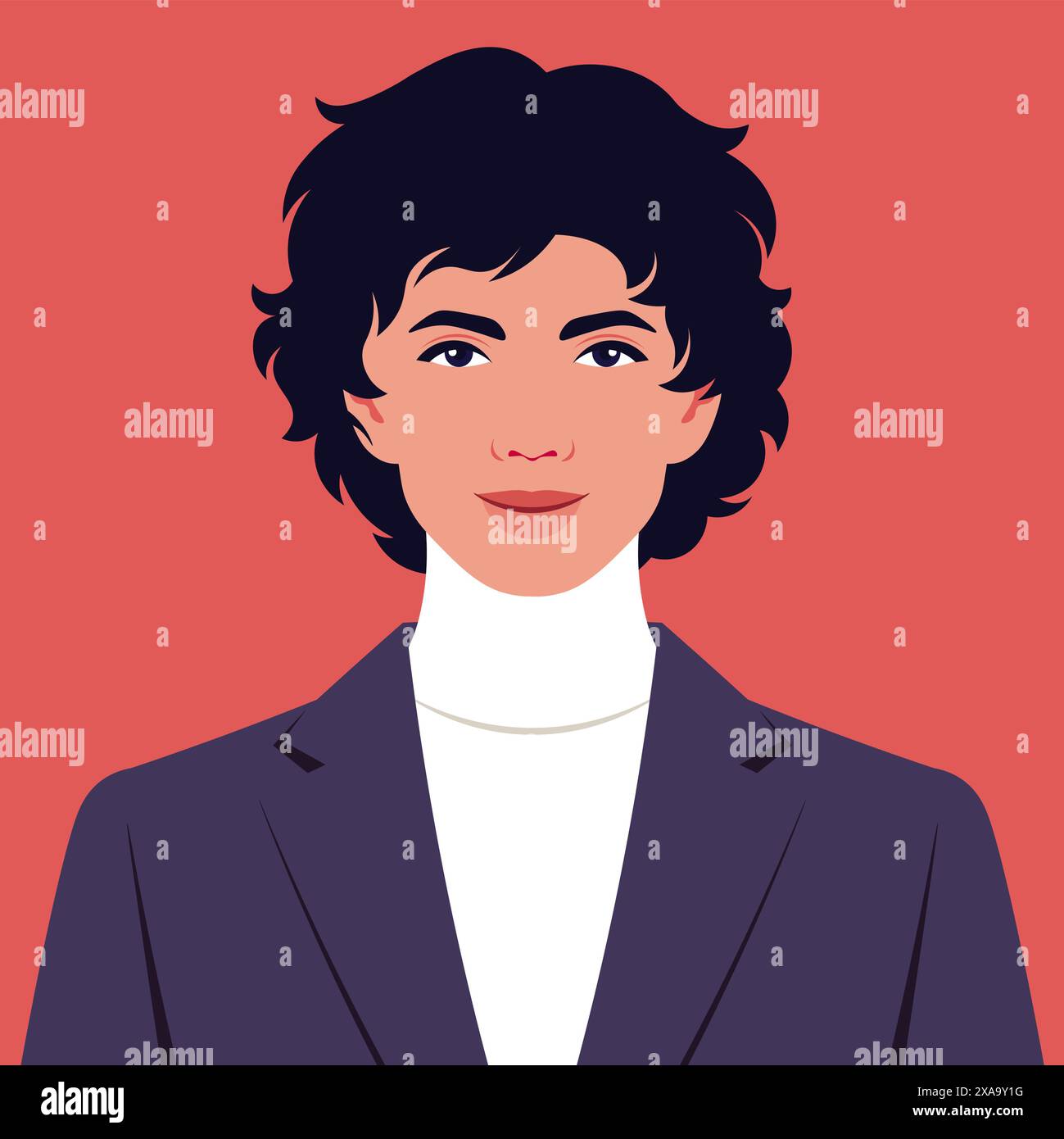 Curly haired young businessman Stock Vector Images - Alamy