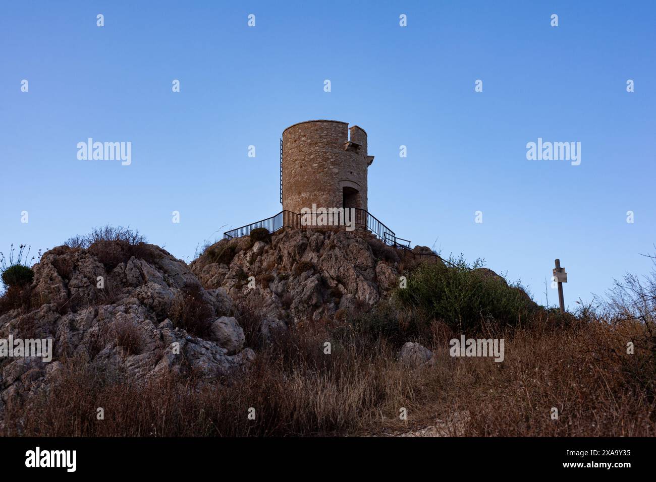 View of the Torre Bennistra tower. Important late medieval watchtower ...