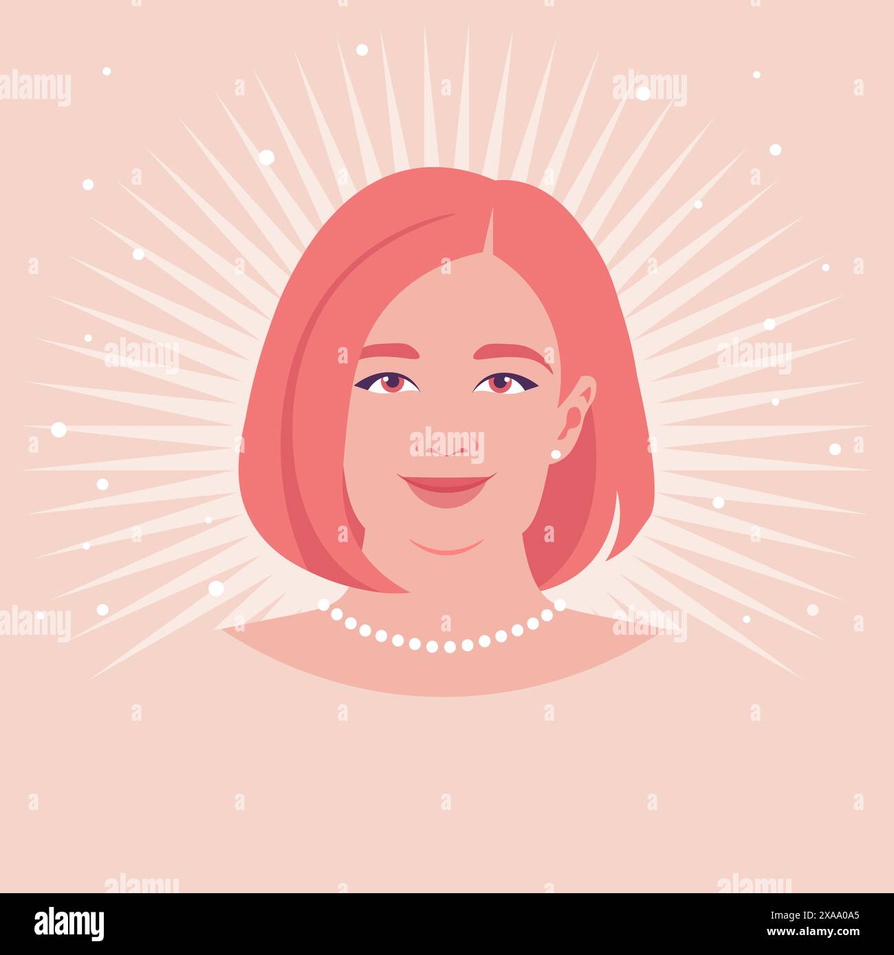 Portrait of a plus sized woman. Face of happy mother. Vector flat ...