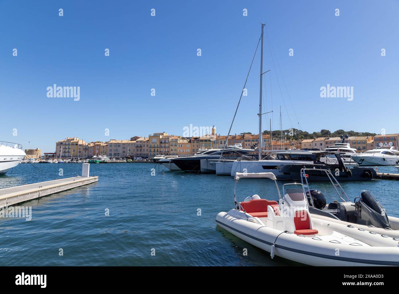 Saint Tropez with the famous Notre Dame de l'Assomption church, marina ...
