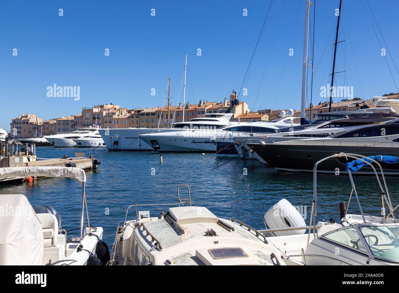 Saint Tropez with the famous Notre Dame de l'Assomption church, marina ...